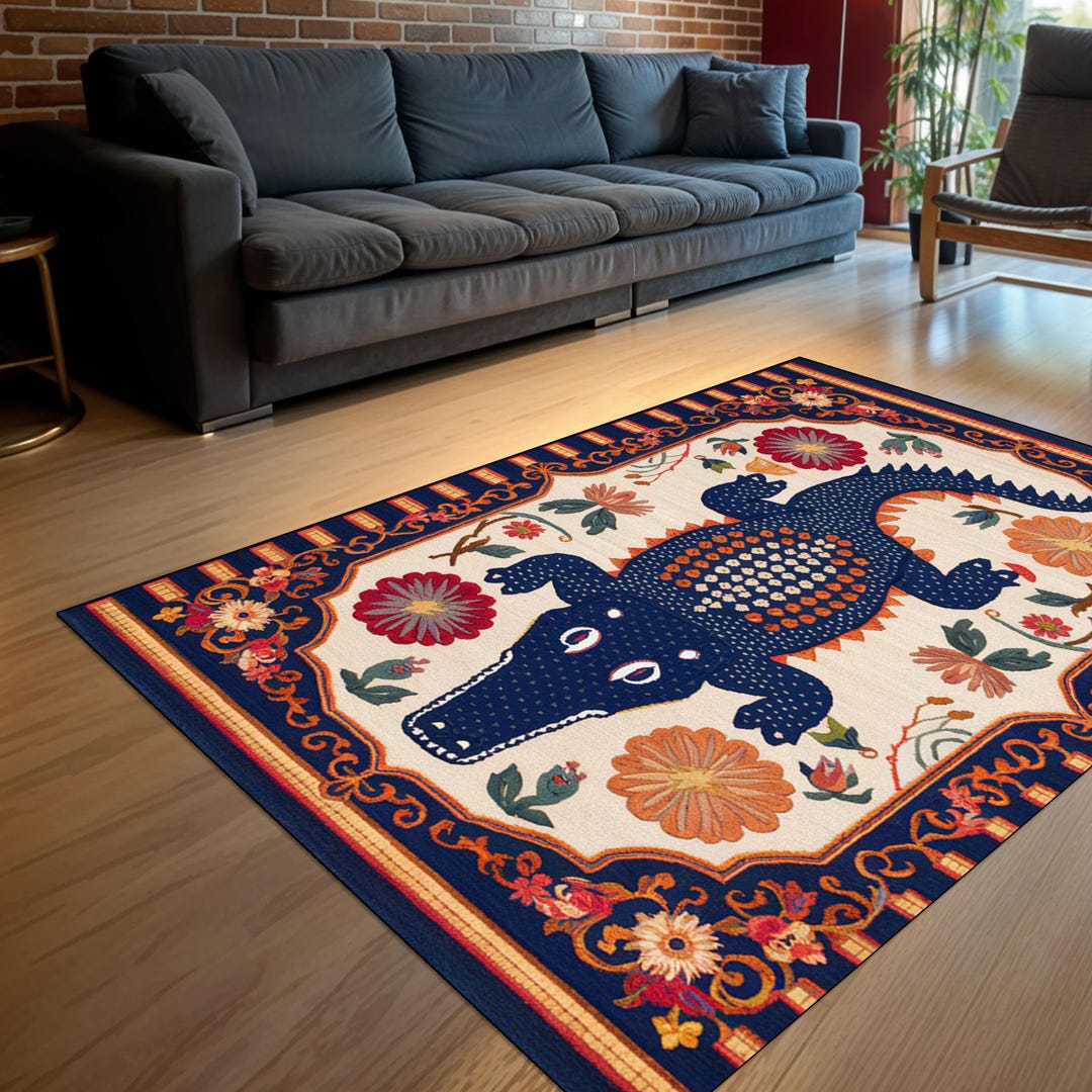 Boho Alligator Rug A Nostalgic and Whimsical Design, Alligator Rug for ...