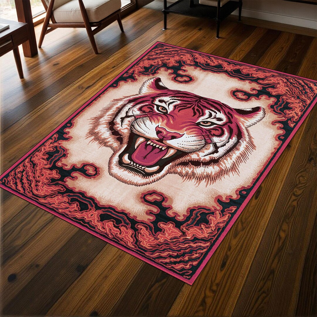 Art Deco Tiger Rug, Maximalist Home Decor, Bengal Tiger Rug, Rug for ...