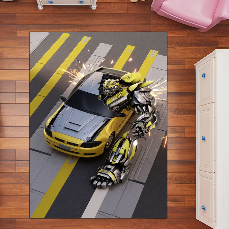 Transformers Rug: Optimus Prime & Bumblebee, Washable Kids Playroom ...