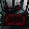 Elegant Gothic Rug With Red and Black Baroque Floral Patterns, Dark ...