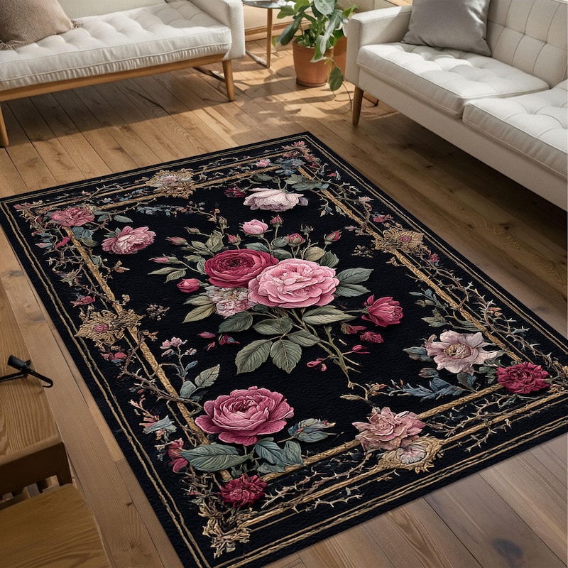 Floral Roses Area Rug - Etsy