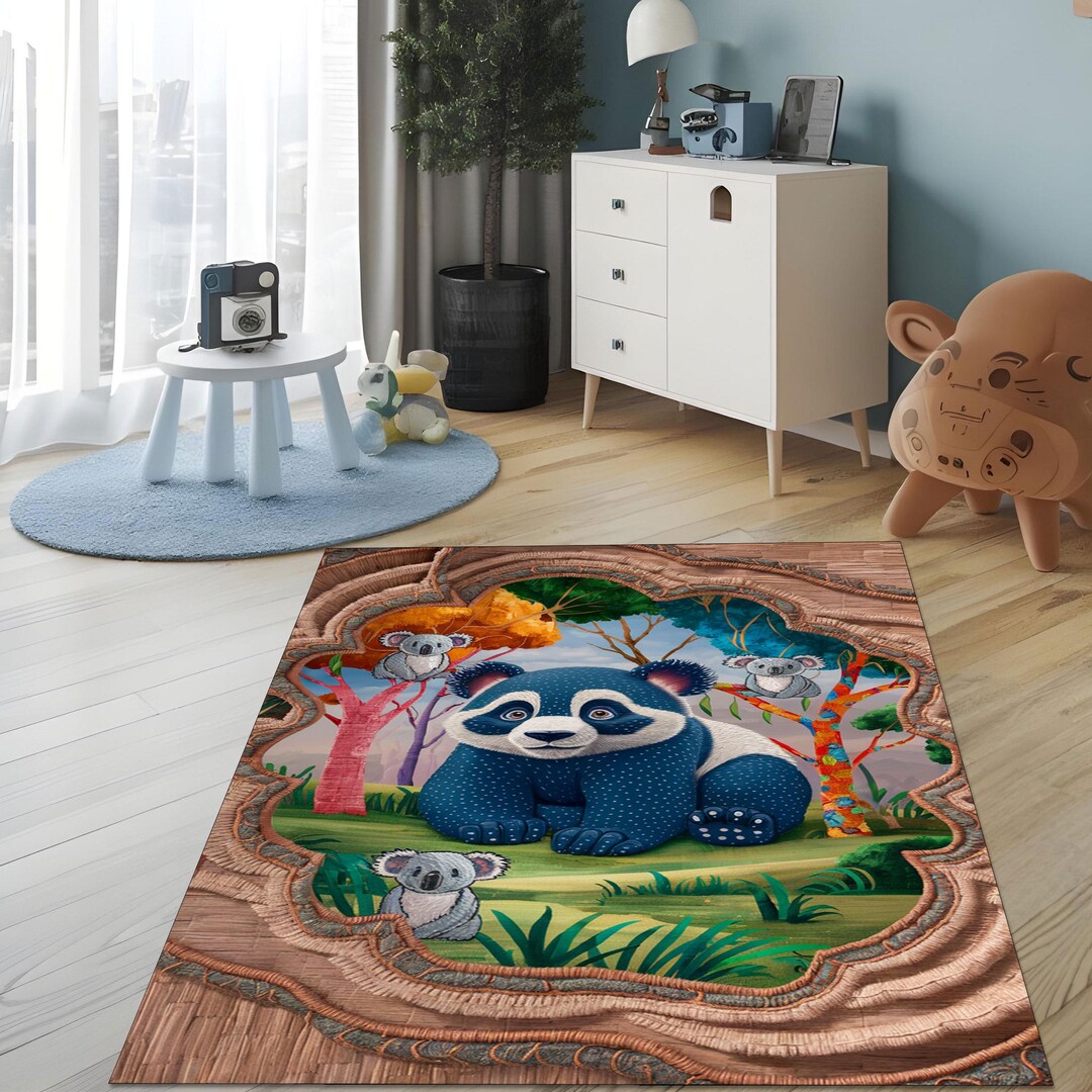 Koala & Panda Rug | Enchanted Jungle Nursery Rug, Fantasy Wildlife ...