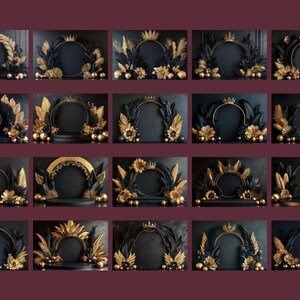 Elegant Crown Black & Gold Backdrop Golden Anniversary Backdrop New ...