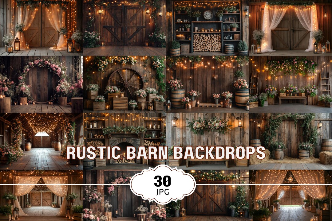 Vintage Barn Backdrop Rustic Barn Wedding Backdrop Floral Maternity ...