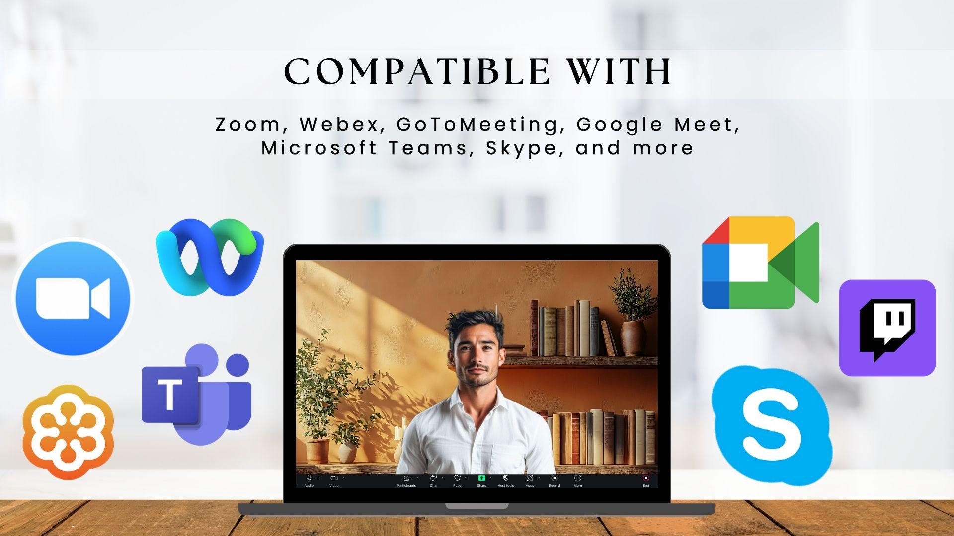 Zoom Virtual Office Background Home Office Zoom Background Bookshelf ...