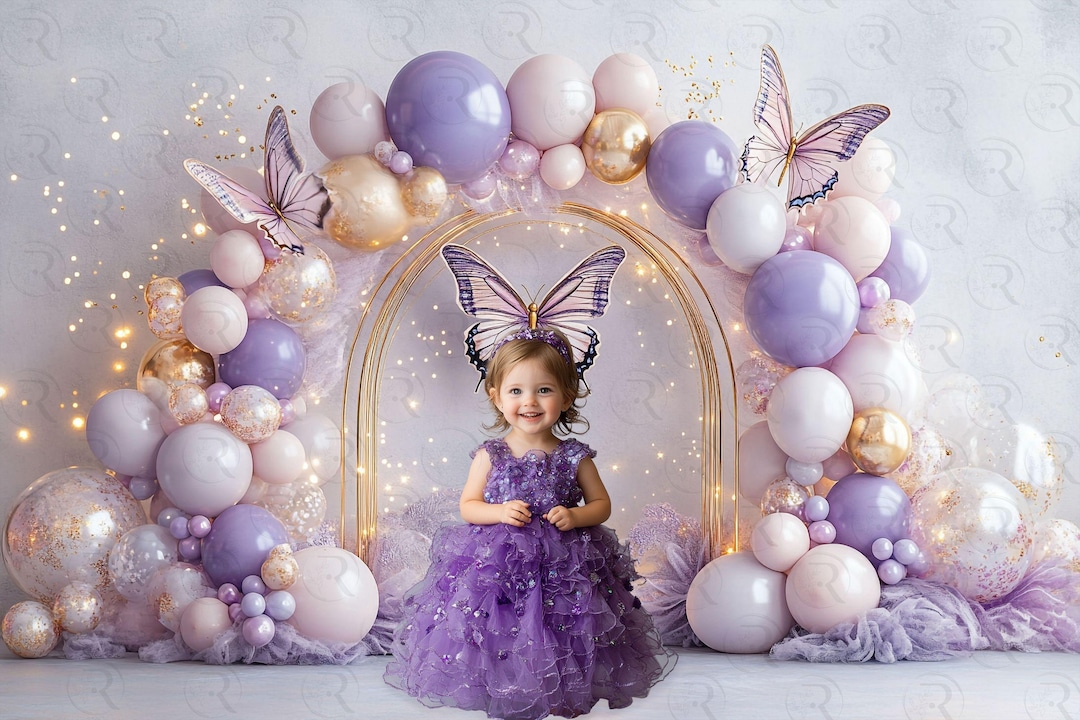 Purple Balloon Arch Background for Birthday Photo Backdrop Purple ...