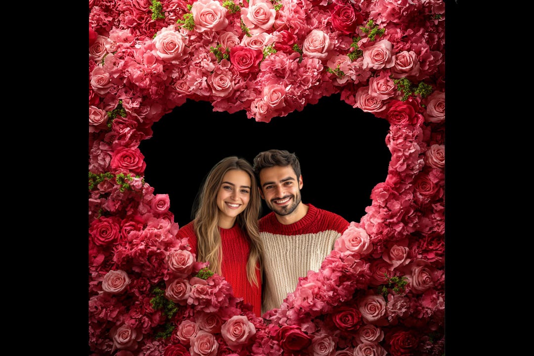 Pink Flower Overlay Heart Backdrop Photo Studio Backdrop Overlay for ...