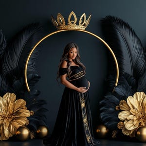 Elegant Crown Black & Gold Backdrop Golden Anniversary Backdrop New ...