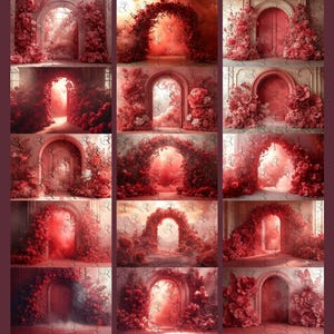 Red Floral Arch Background Floral Maternity Backdrop Photography Fine ...