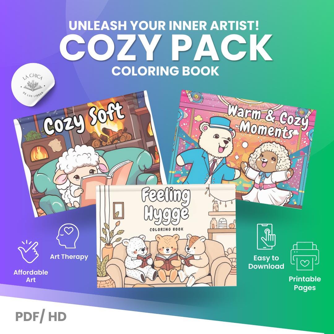 Super Cozy Pack / Cute Coloring Book / Printable PDF / Instant Digital ...
