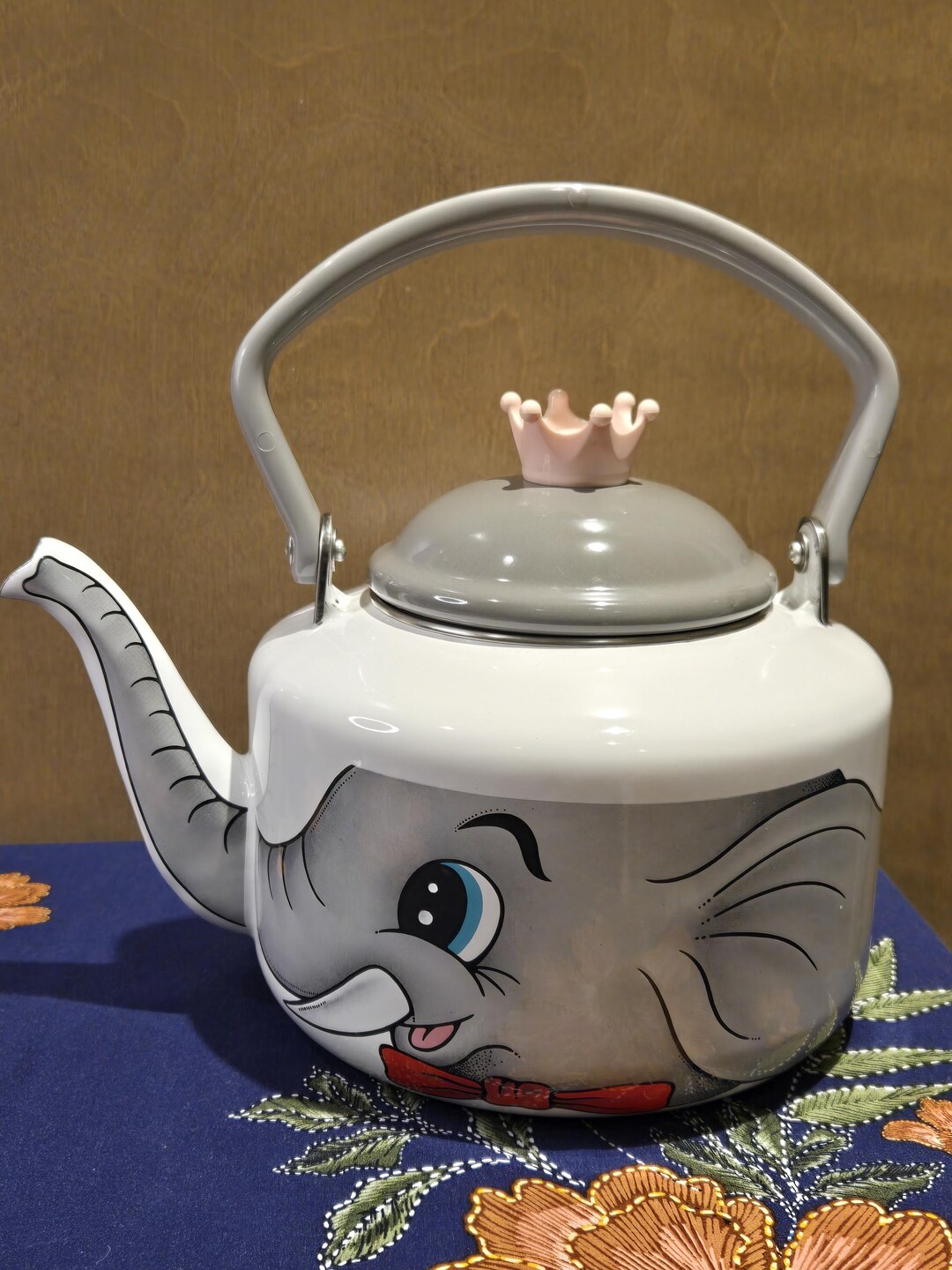 Vintage Enamel Babar Elephant Tea Kettle - Etsy