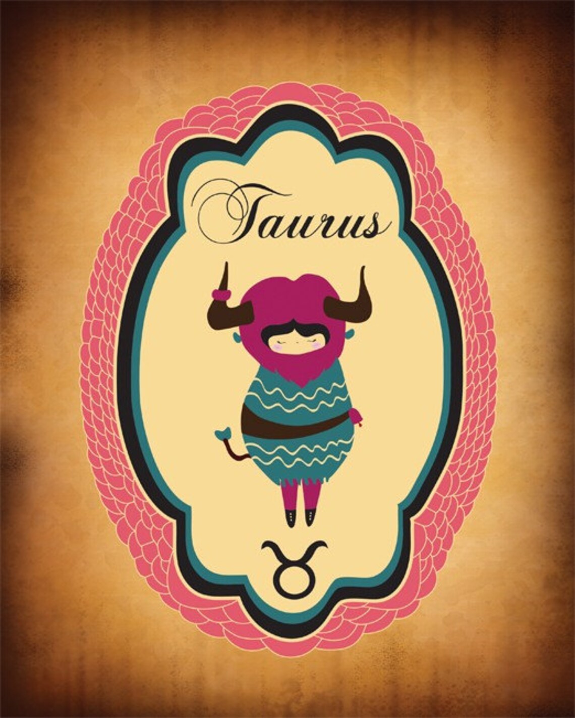 TAURUS Zodiac Sign / Indie Art Original Taurus Drawing - Etsy