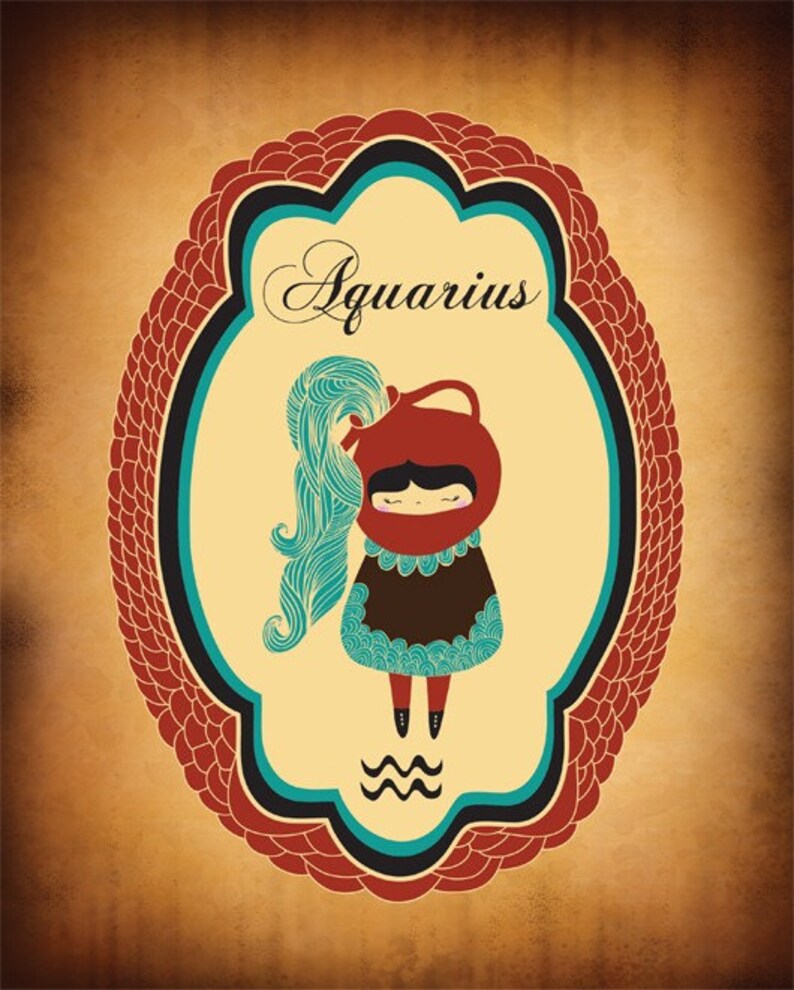 AQUARIUS Astrological Sign Aquarius Art Print Birth Sign - Etsy