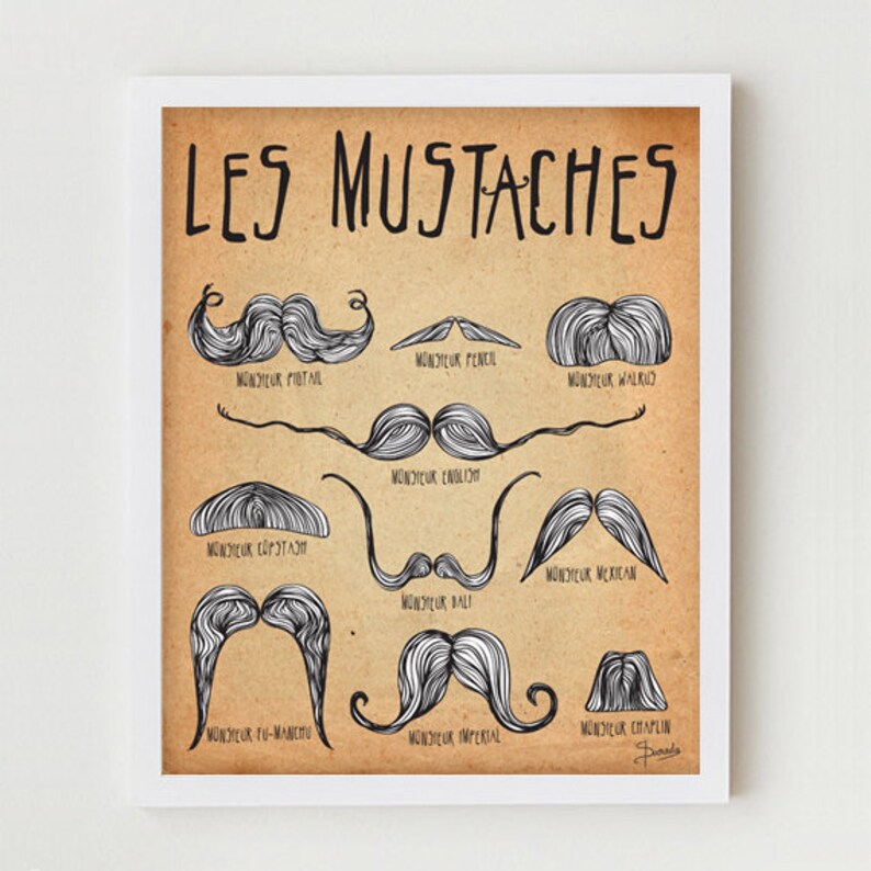 Mustache Poster Giclee Print Wall Art Decor Mustache Styles - Etsy