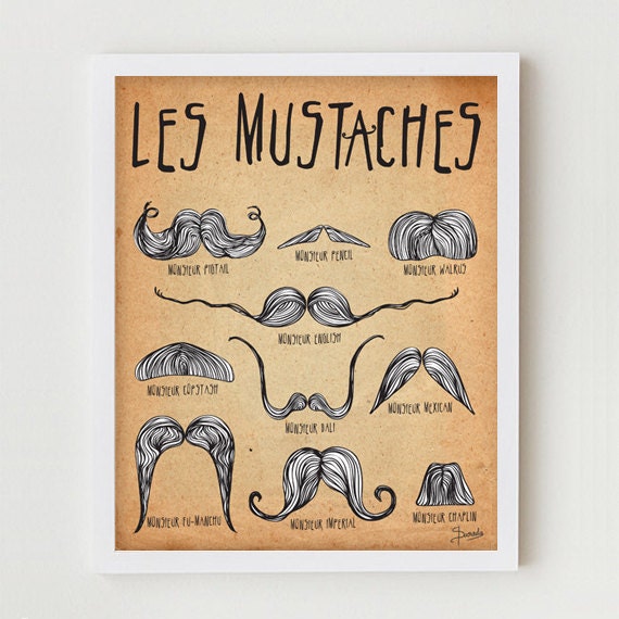 Mustache Poster Giclee Print Wall Art Decor Mustache Styles | Etsy