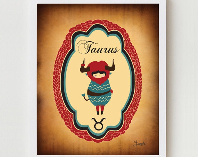 TAURUS Zodiac Sign / Indie Art, Original Taurus Drawing, Taurus ...