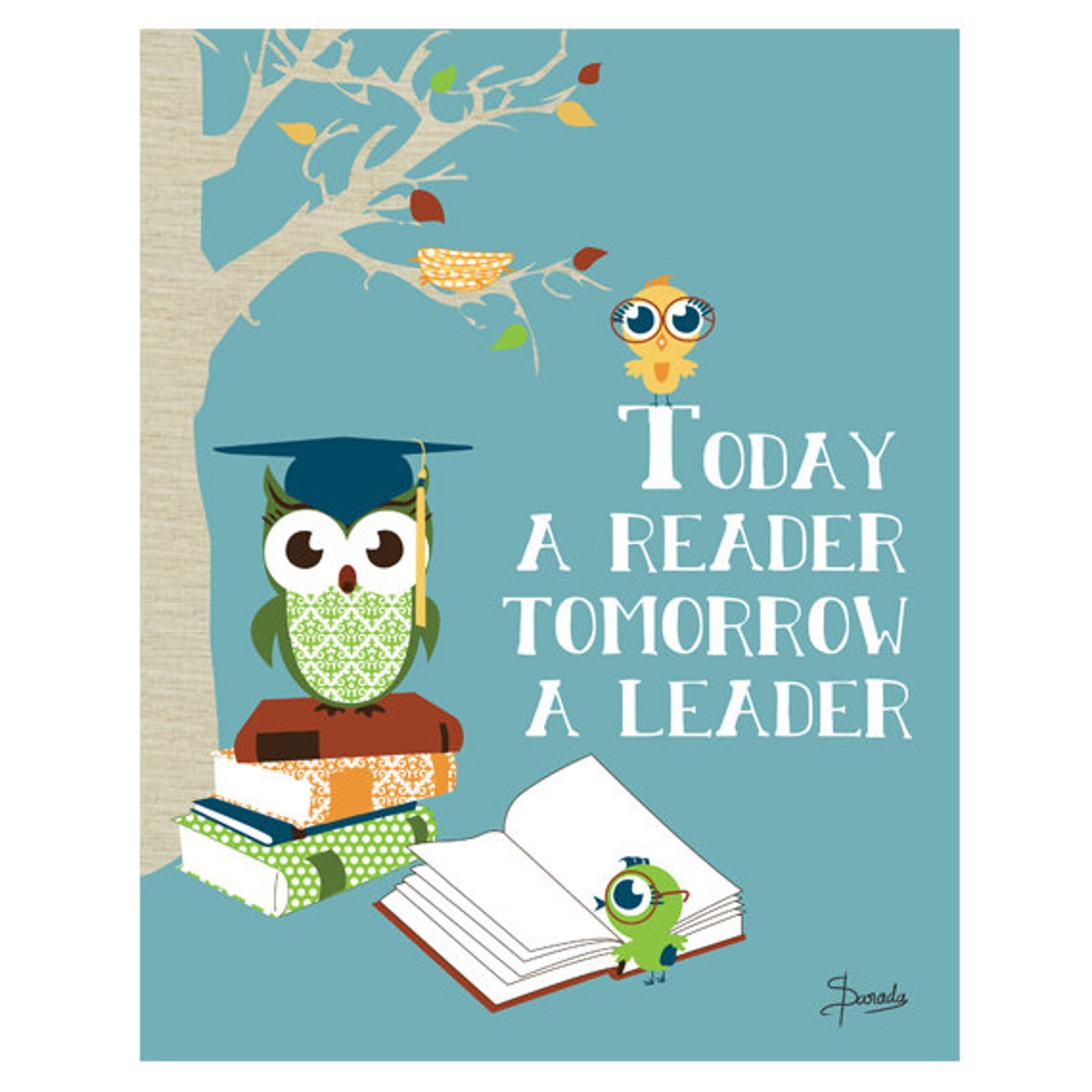 Reading Books Owl Art Print Owls Reading Wall Decor Owl Art - Etsy