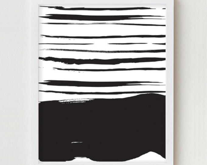 Stripes Print Minimalist Black and White Stripes Print Abstract Wall ...