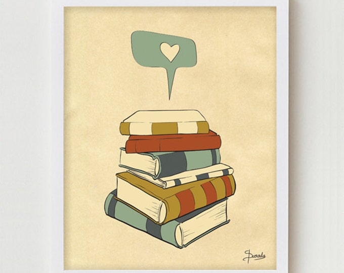 Book Print Art, 11x14 Books Poster Wall Decor, Book Reading Print Art ...