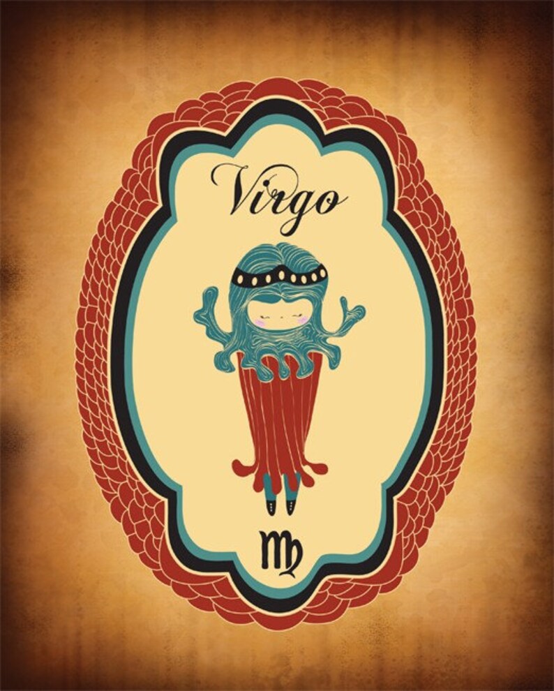 Virgo Zodiac Illustration Wall Decor Horoscope Print Art - Etsy