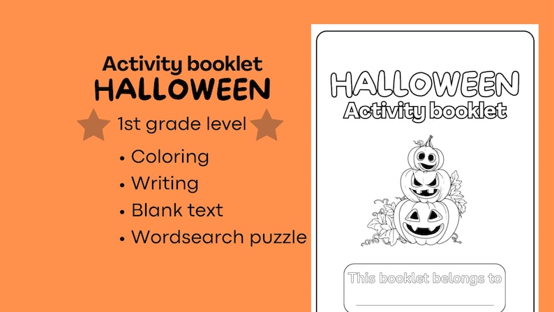 Halloween Activity Booklet for Children, 1st Grade Level - Etsy