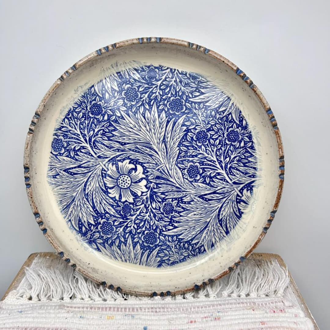 Pie Plate Serving Dish Quiche Plate in Blue Pattern - Etsy