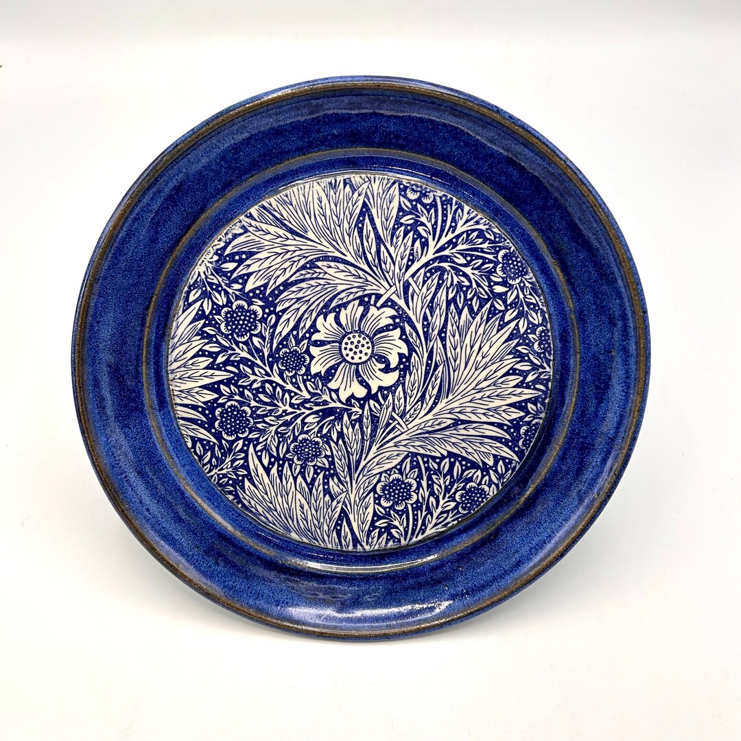 Large Serving Plate in Blue Silk Screened Pattern From William - Etsy