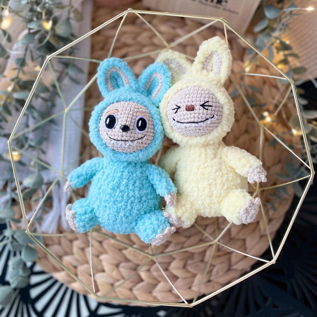 Funny Crochet Labubu Bunny – Choose Emotion & Color – Handmade Plush ...