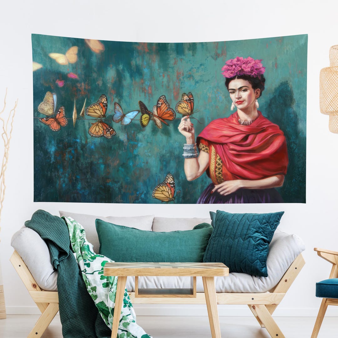Frida Kahlo and Butterflies, Butterfly Canvas, Frida Kahlo, Frida Kahlo ...