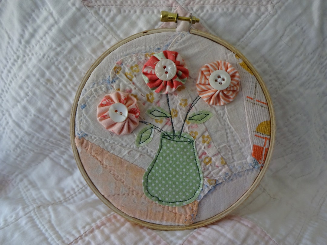 Yoyo Flower Spring Hoop Art - Etsy