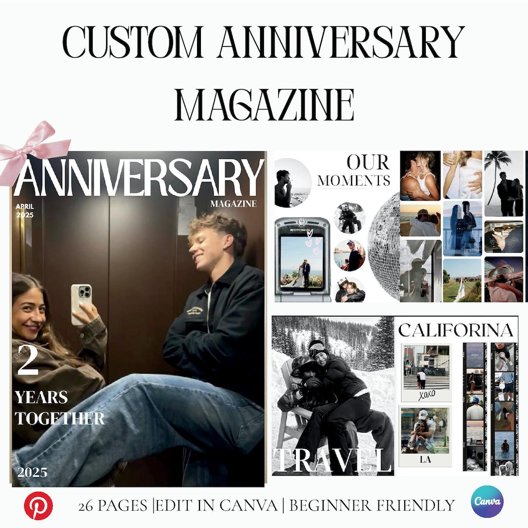 Anniversary Magazine Canva Template: Editable Love Story (digital File ...