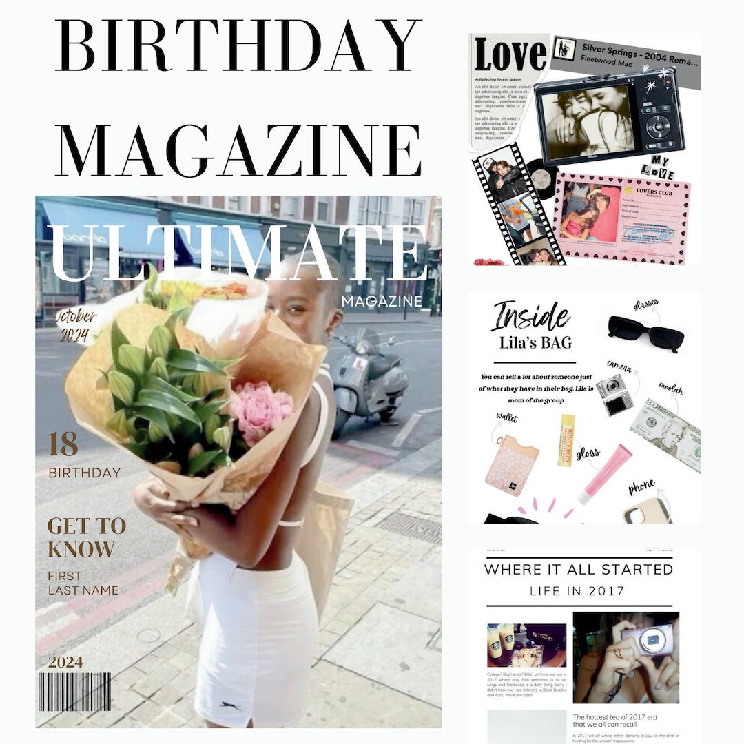 Vogue Birthday Magazine, Bestie Magazine Printable Party Template, Best ...