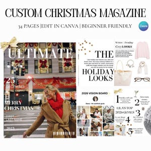 Editable Christmas Magazine Template, Custom Holiday Photo Gift ...
