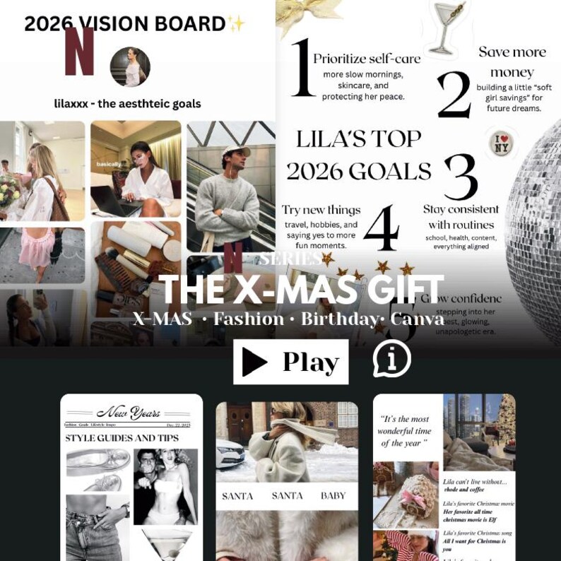 Editable Christmas Magazine Template, Custom Holiday Photo Gift ...