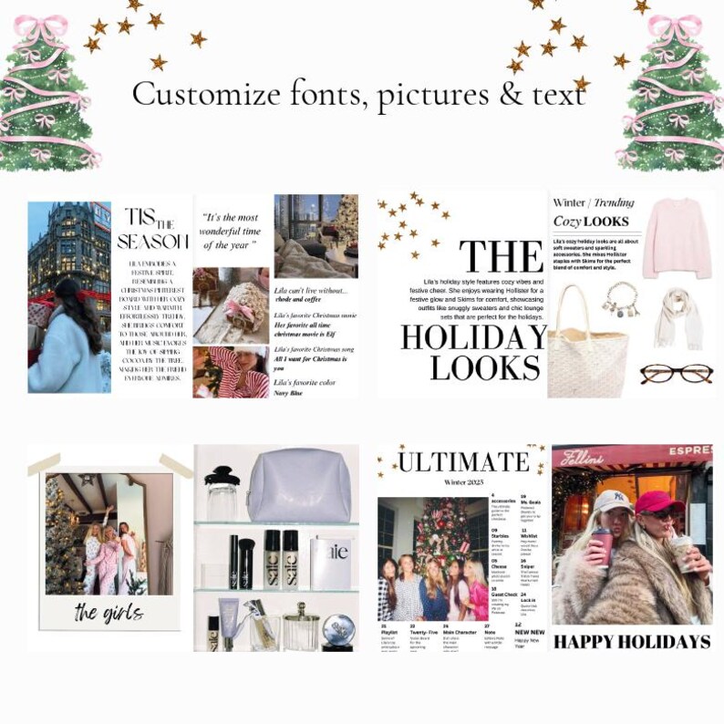 Editable Christmas Magazine Template, Custom Holiday Photo Gift ...