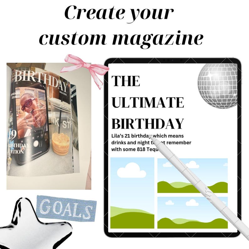 Editable Birthday Magazine Canva Template, Custom Photo Gift for Her ...