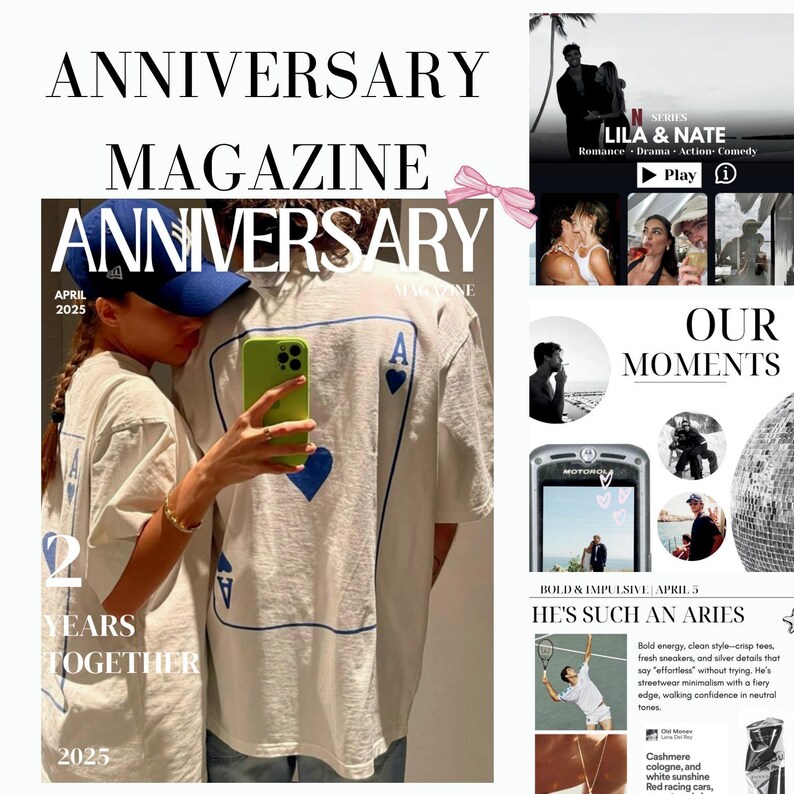 Vogue Anniversary Magazine Canva Template: Editable Love Story (digital ...