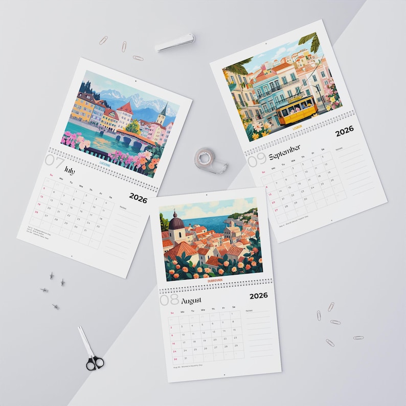 2026 Europe Travel Calendar – Illustrated Monthly Wall Planner, 12 ...