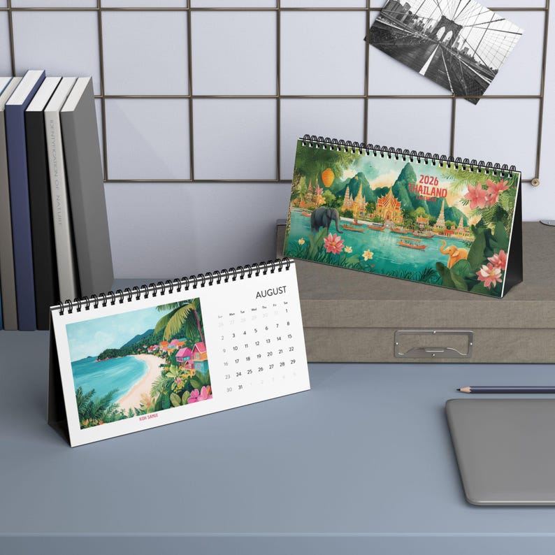 2026 Thailand Desk Calendar - Monthly Travel Desk Decor, Illustrated 12 ...