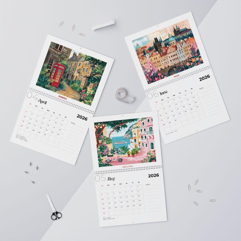 2026 Europe Travel Calendar – Illustrated Monthly Wall Planner, 12 ...