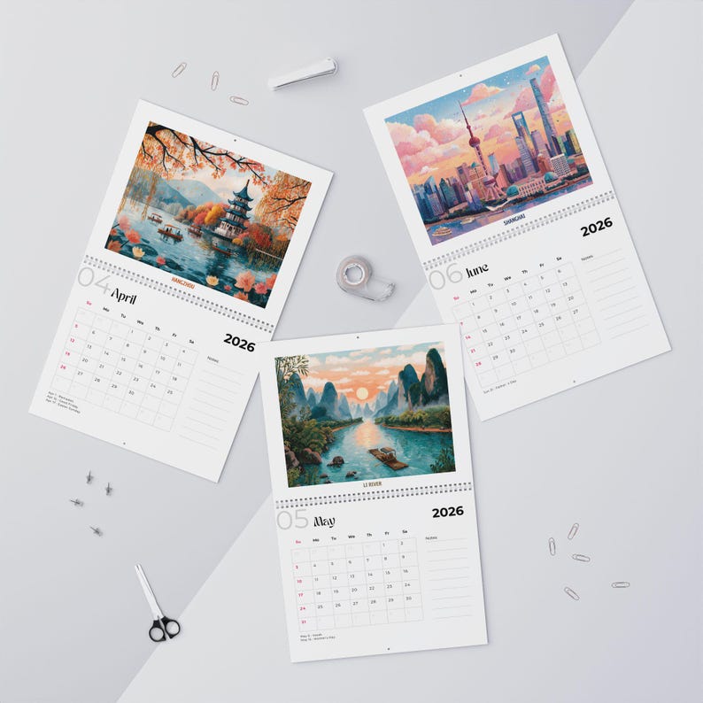 China Travel Calendar 2026/2027, China Wall Calendar, Shanghai Calendar ...