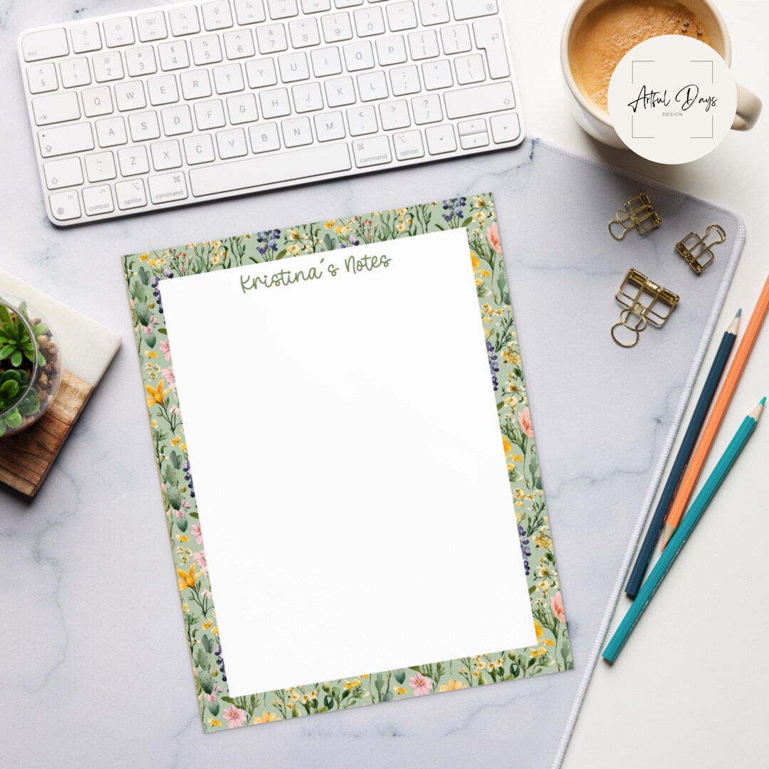 Texas Garden Custom Notepad, Personalized Wildflower Name Pad, Southern ...