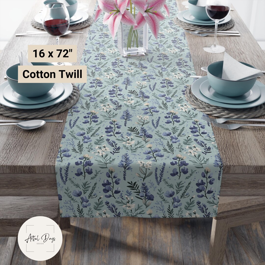 Bluebonnet Table Runner - Texas Wildflower Decor, Rustic Farmhouse ...