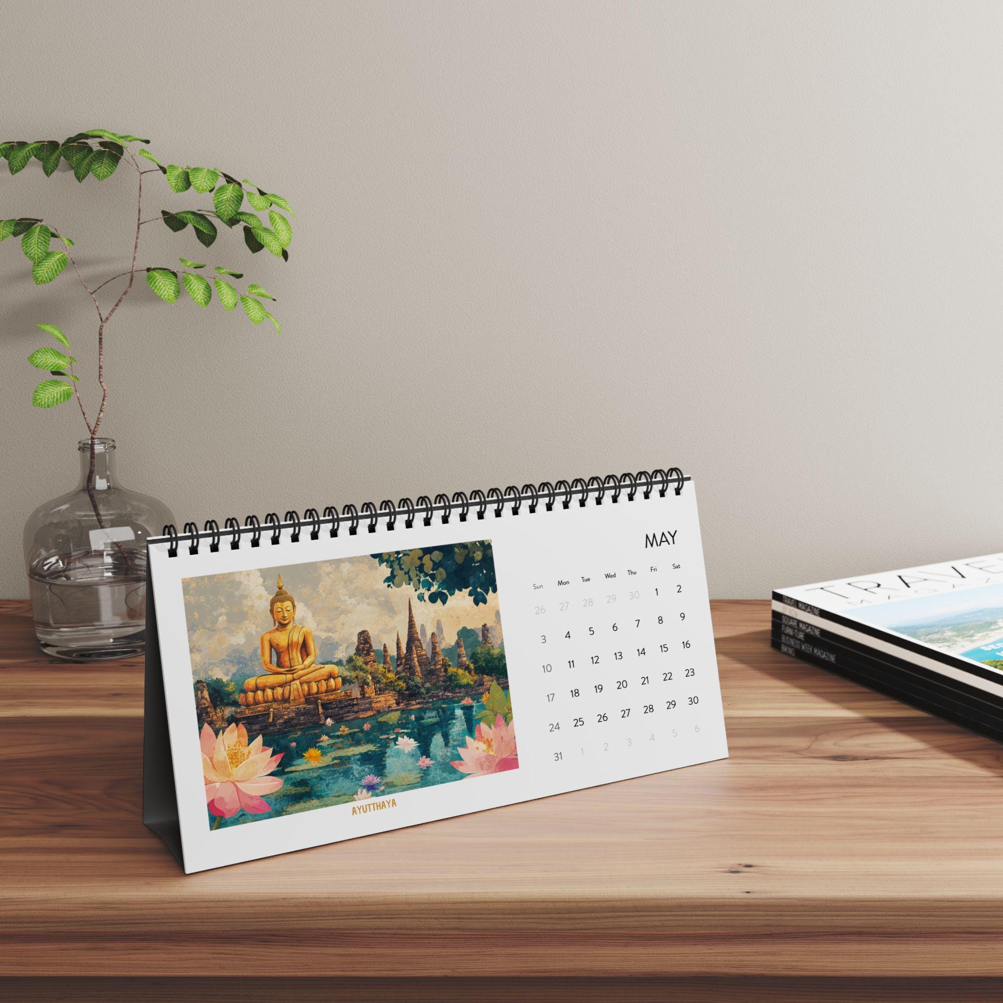 2026 Thailand Desk Calendar - Monthly Travel Desk Decor, Illustrated 12 ...