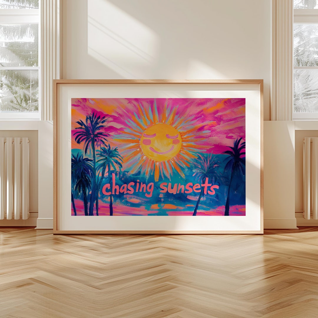 Matisse Fauvism Style Rolled Poster, Chasing Sunsets Pink Blue Large ...