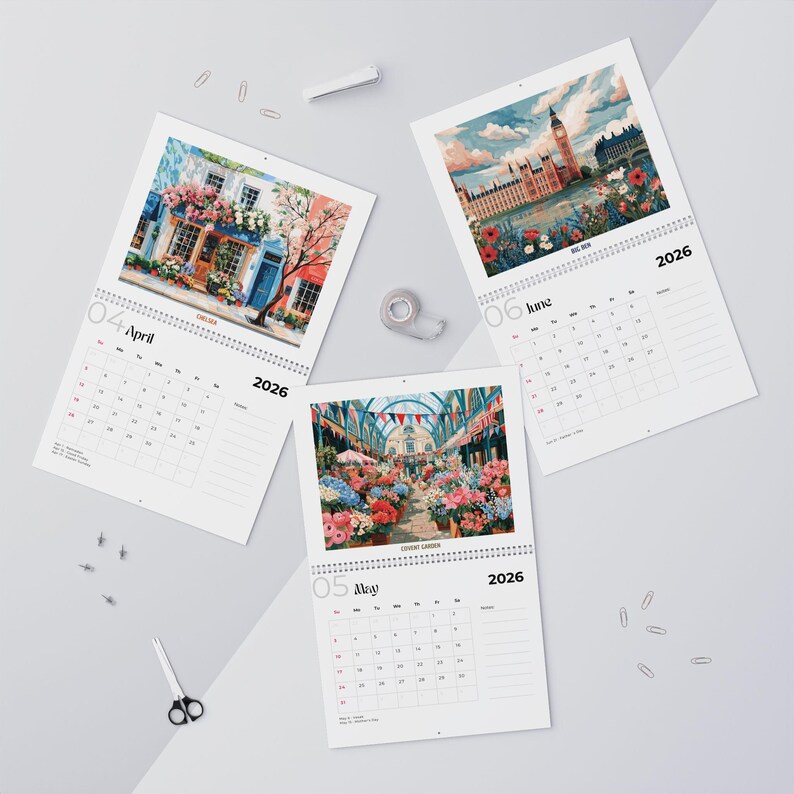 2026 London Calendar, Illustrated UK Wall Calendar, Whimsical London ...