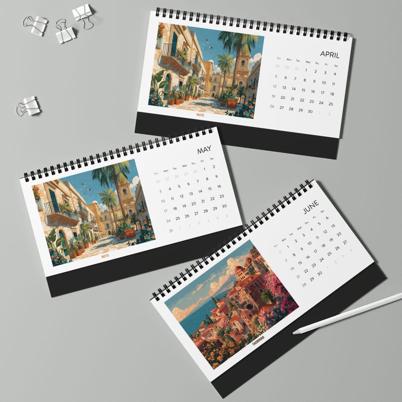 Sicily Travel Calendar 2026 / 2027 - Italy Desk Calendar - Coastal ...