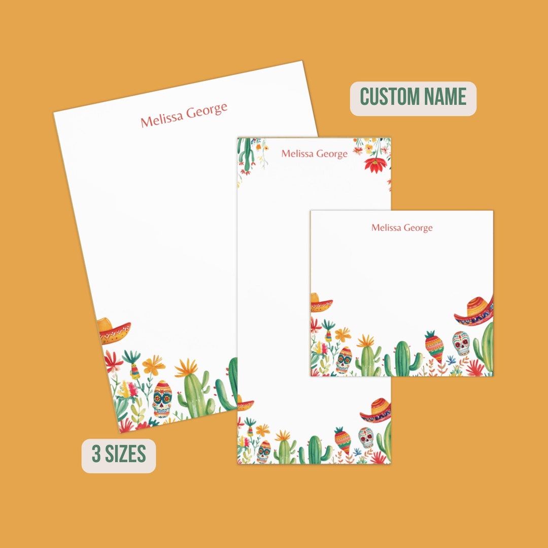 Personalized Name Notepad With Mexican-themed Designs –custom Gift ...