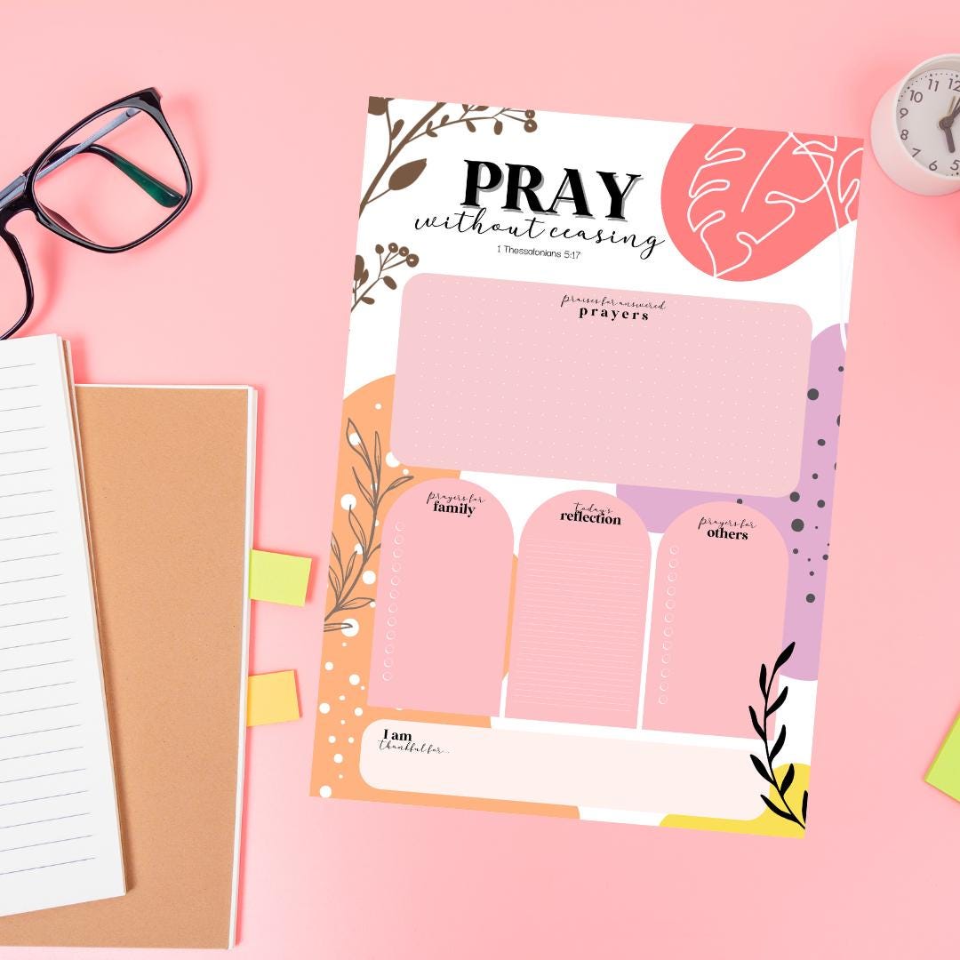 Pray Without Ceasing Printable Notepad, Prayer Journal, Ready to Print ...