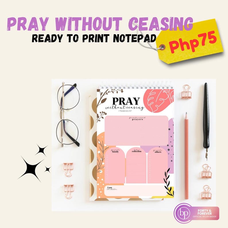 Pray Without Ceasing Printable Notepad, Prayer Journal, Ready to Print ...